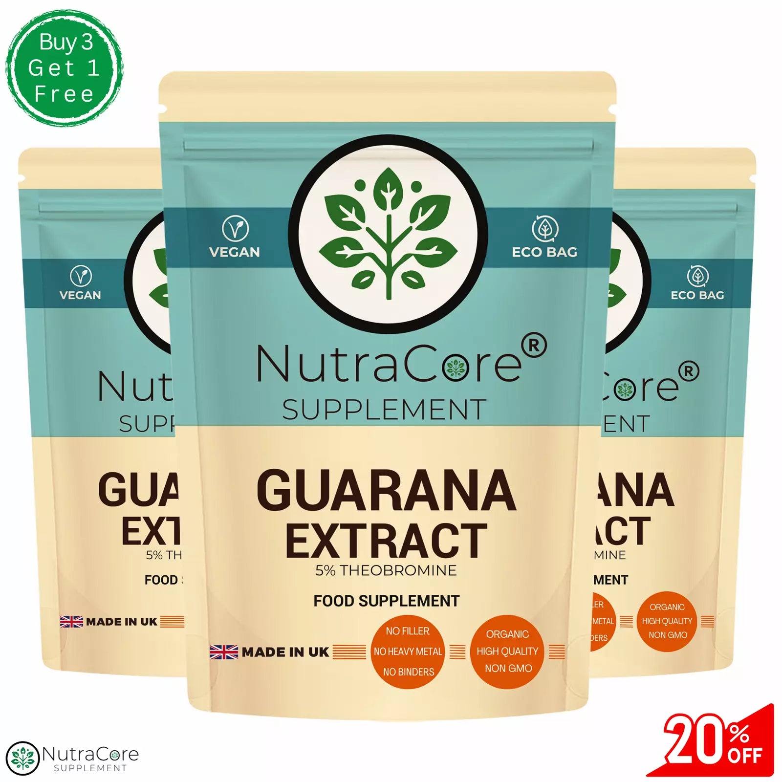 Guarana Capsules 5500mg ( 5% THEOBROMINE) Weight Control-Vegan Caps ...